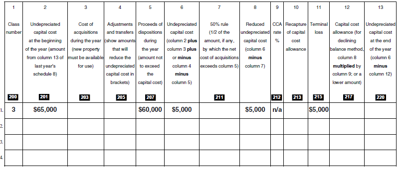 Schedule 8, Capital Cost Allowance (CCA)